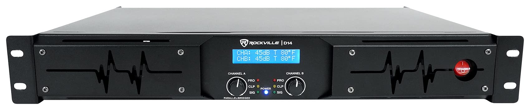 Rockville D14 7000W Peak / 2000W RMS 2-Channel Class D Pro/DJ Amplifier, Perfect for Live Sound, Pro Audio, DJs