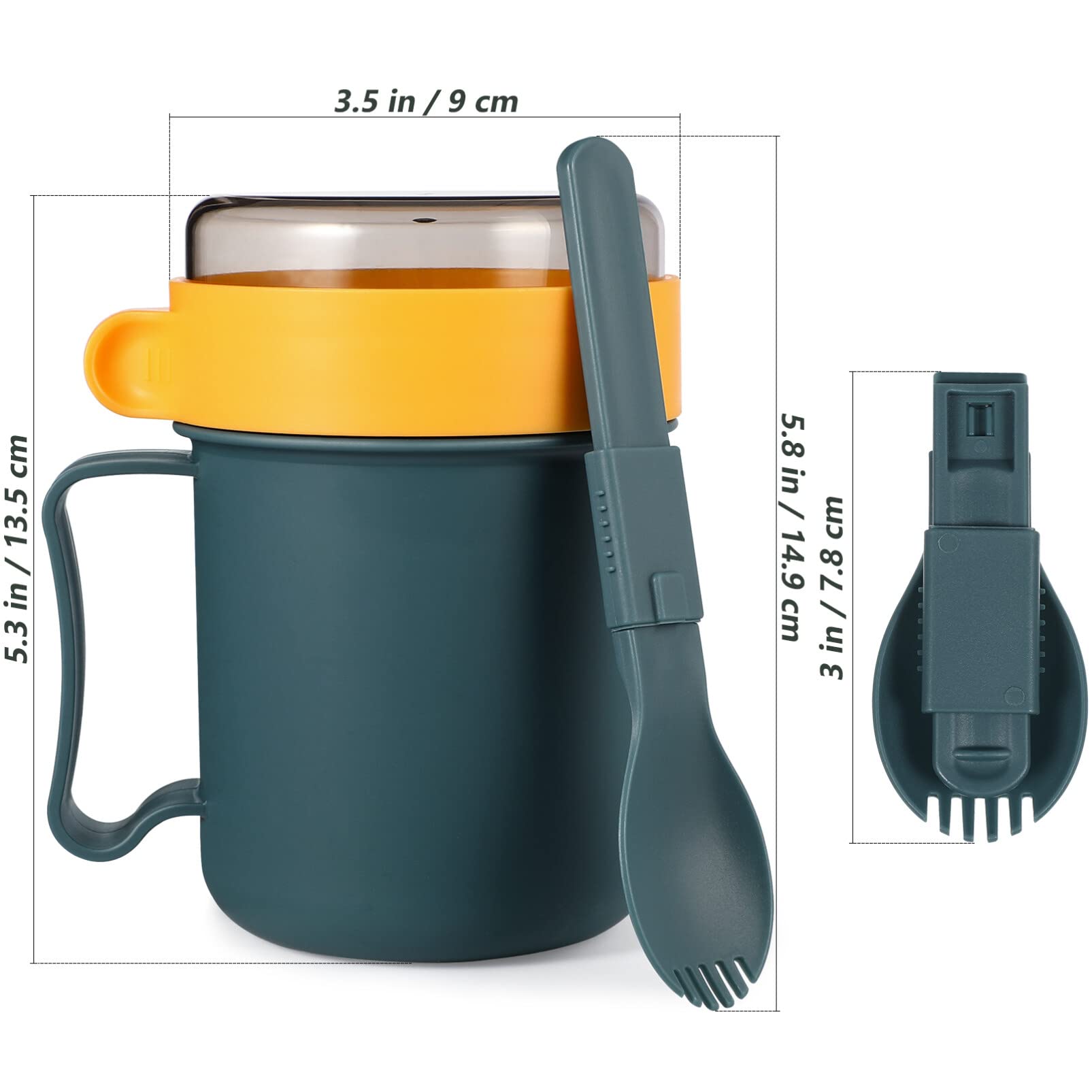Cabilock Microwave Soup Mug with Lid and Scoop Portable Breakfast Cup Container Porridge Lunch Box with Spoon