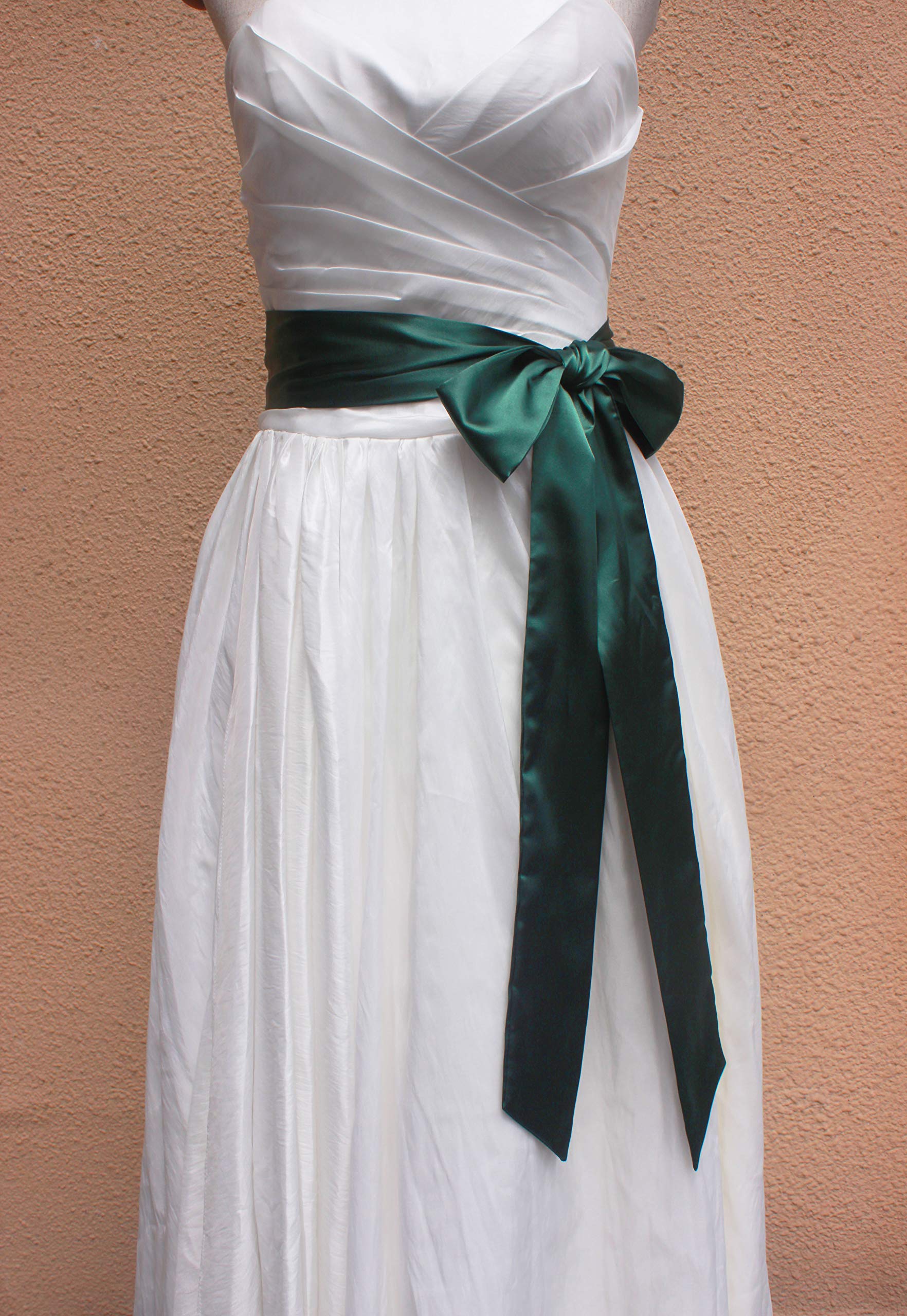 NANIA Wedding satin sash belt for special occasion dress bridal sash (Emerald)