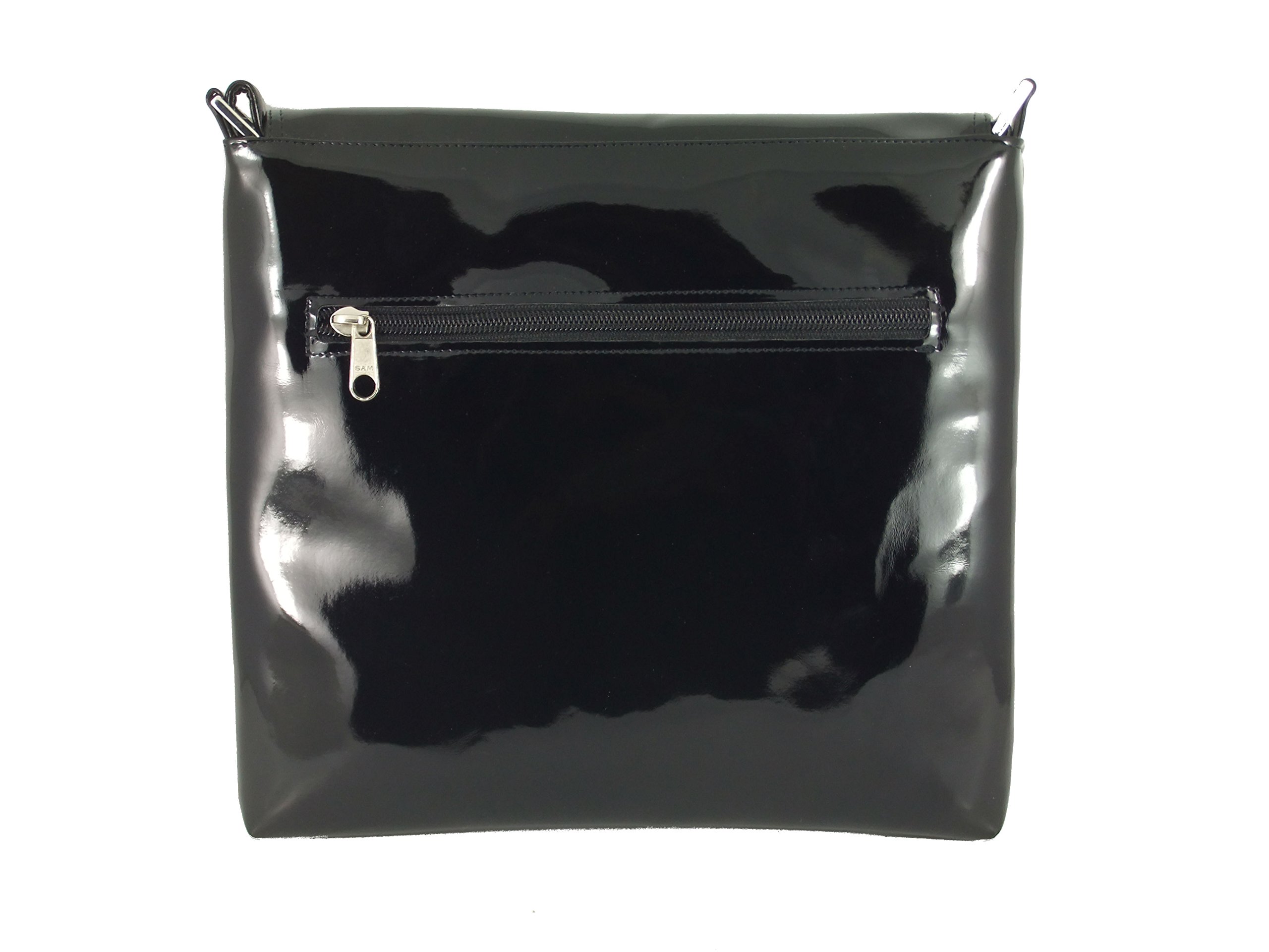 LONI Womens Cool Faux Patent Leather Cross-Body Shoulder Bag Handbag Medium Size