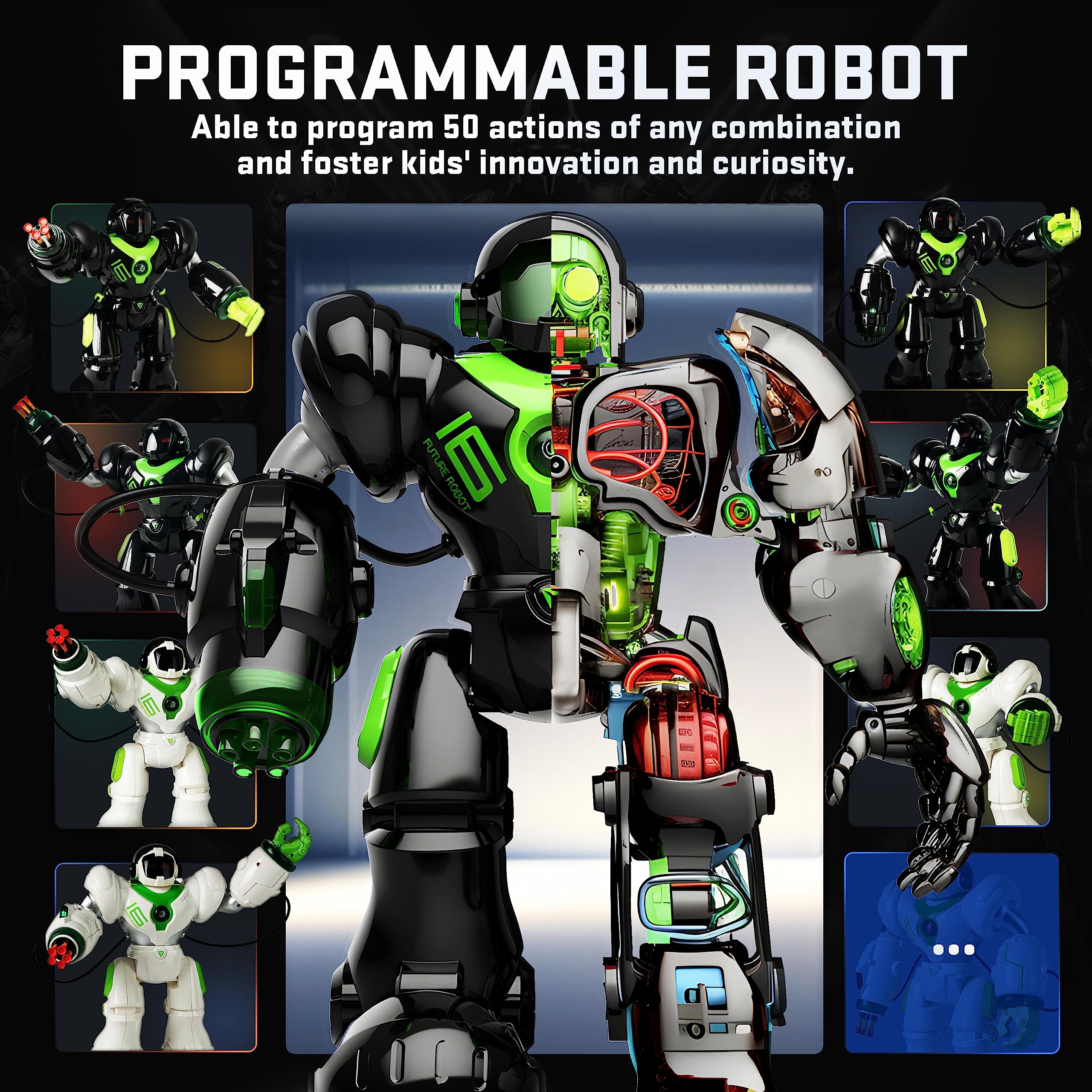 BEZGAR TR300 Robot Toys for Kids - Smart Programmable, Dancing Remote Control Emo Robot with 22 Actions, Supporting 78 Changing Expressions, Ideal Gifts for Kids, 3 4 5 6 7 8 Year Old Boys