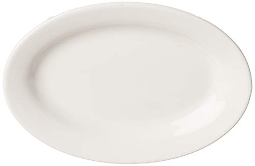 CAC China REC-13 Rolled Edge 11-1/2 by 8-1/4-Inch Stoneware Oval Platter, American White, Box of 12