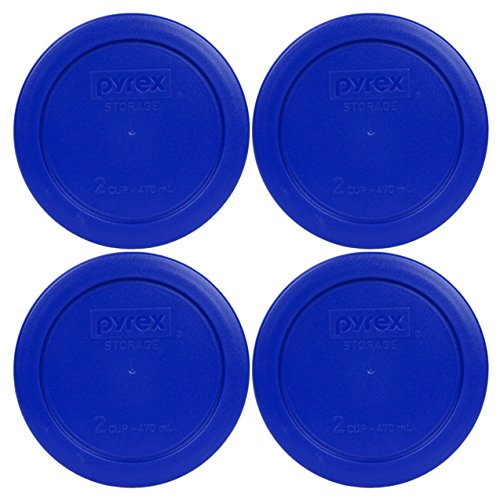 Pyrex 7200-PC 2 Cup Cadet Blue Round Plastic Food Storage Lid - 4 Pack