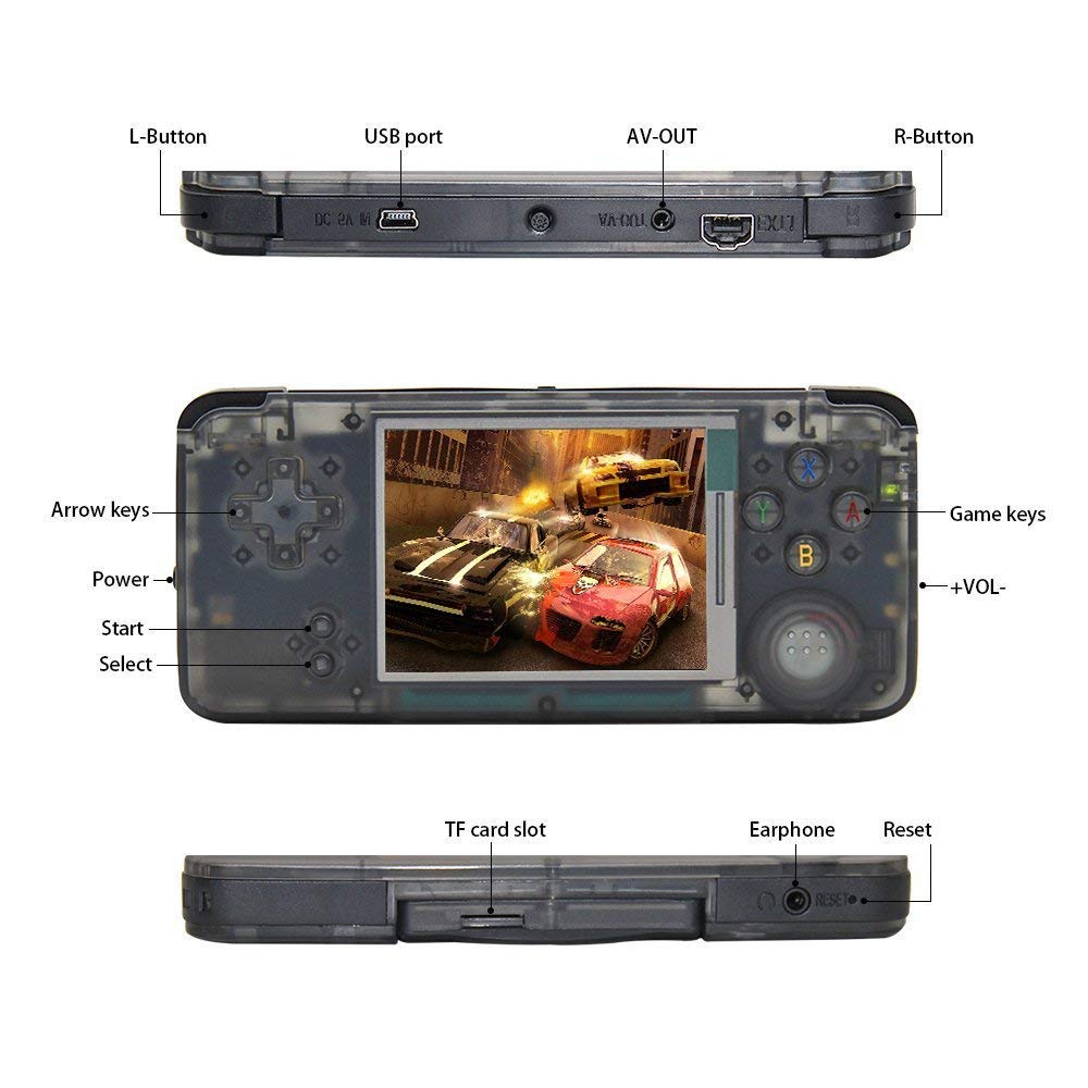 Handheld Game Console ,Retro Game Console Built-in 3000 Classic Game Console 3 Inch Screen Portable Video Game Console - Transparent Black