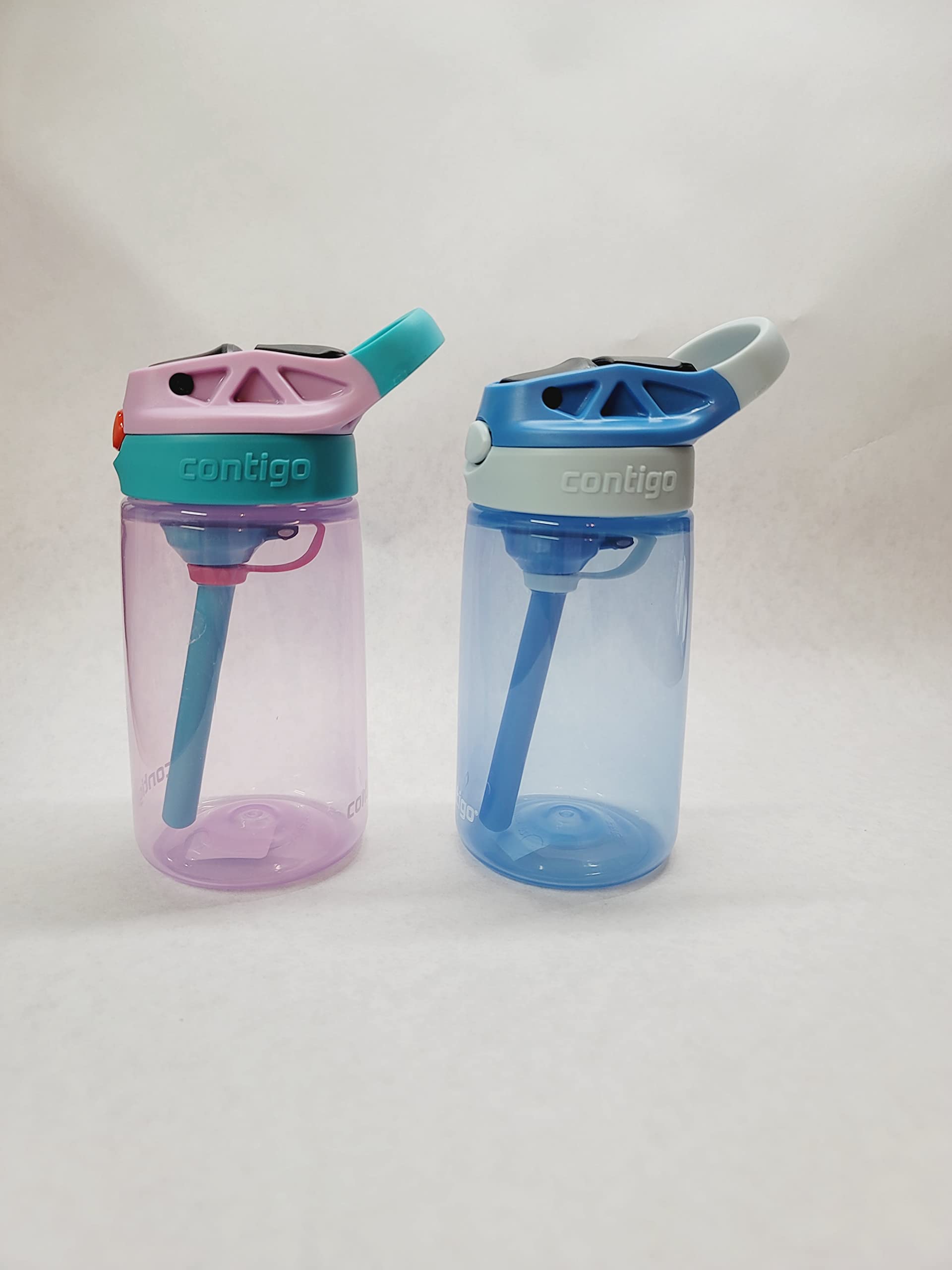 Contigo Kids Autospout Water Bottle, 2 Pack - Plastic, 14oz - Leak and Spill Proof Bottles, Ideal for Travel and Activities, Easy-Clean - Cotton Candy/Grape Sorbet