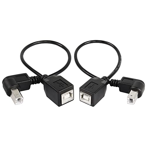 SinLoon USB 2.0 Type-B Printer Cable, (2-Pack) USB 2.0 B Female to Type-B Male (90 Degree UP + Down Right Angle) Printer Short Extension Cable for Printer, Scanner, Mobile HDD and More (UP-Down)