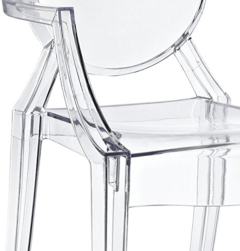 Modway Casper Modern Acrylic Stacking Kitchen and Dining Room Arm Chair in Clear - Fully Assembled