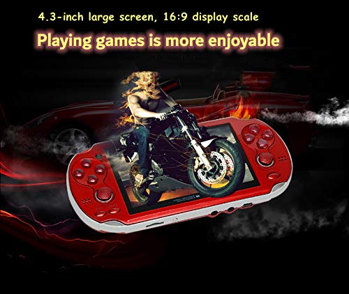 Handheld Portable Game Console,ANXTO Mini Retro Player Built-in Classic Games 4.3 Inch 8G Built-in Free 10000 Games+LCD Screen MP4 Function,Present for Kids and Adult red