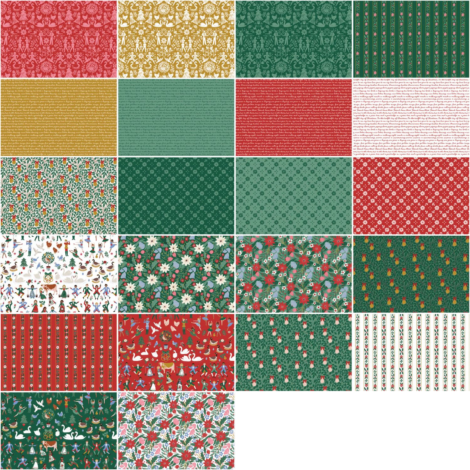 Cayla Naylor A Pear-fect Christmas 22 Fat Quarters Riley Blake Designs FQ-14970-22, Assorted