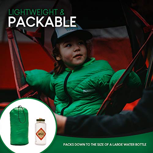 Big Mo 20 Kids Sleeping Bag (Ages 2-4), Moss Green, The Lightest, Warmest Down Camping Sleeping Bag for Kids Age 2-4 Years Old. 100% RDS-Certified Down for Max Warmth and Minimal Weight.