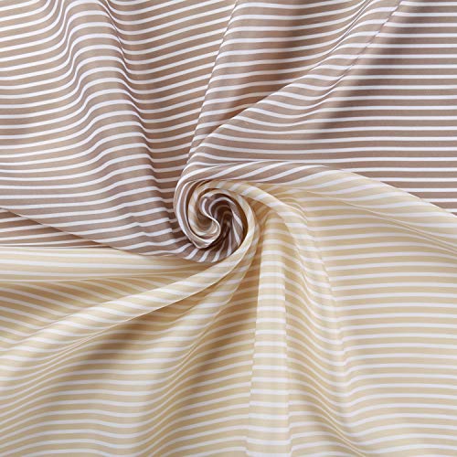 MORNITE Beige Shower Curtains for Bathroom, Shower Curtain Gold Tan Taupe Brown Grey White Neutral Striped Waterproof Fabric with 12 Plastic Hooks, 72"x72"