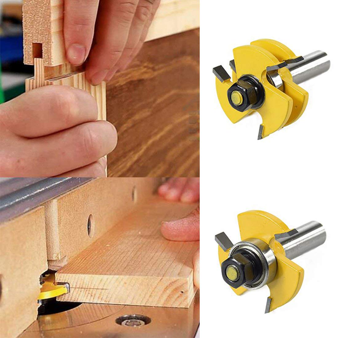 AxPower Tongue and Groove Router Bit Tool Set 1/2 Inch Shank with 45°Lock Miter Bit 1/2 Inch Shank T Shape Milling Cutter for Doors Tables Shelves DIY Woodworking and More