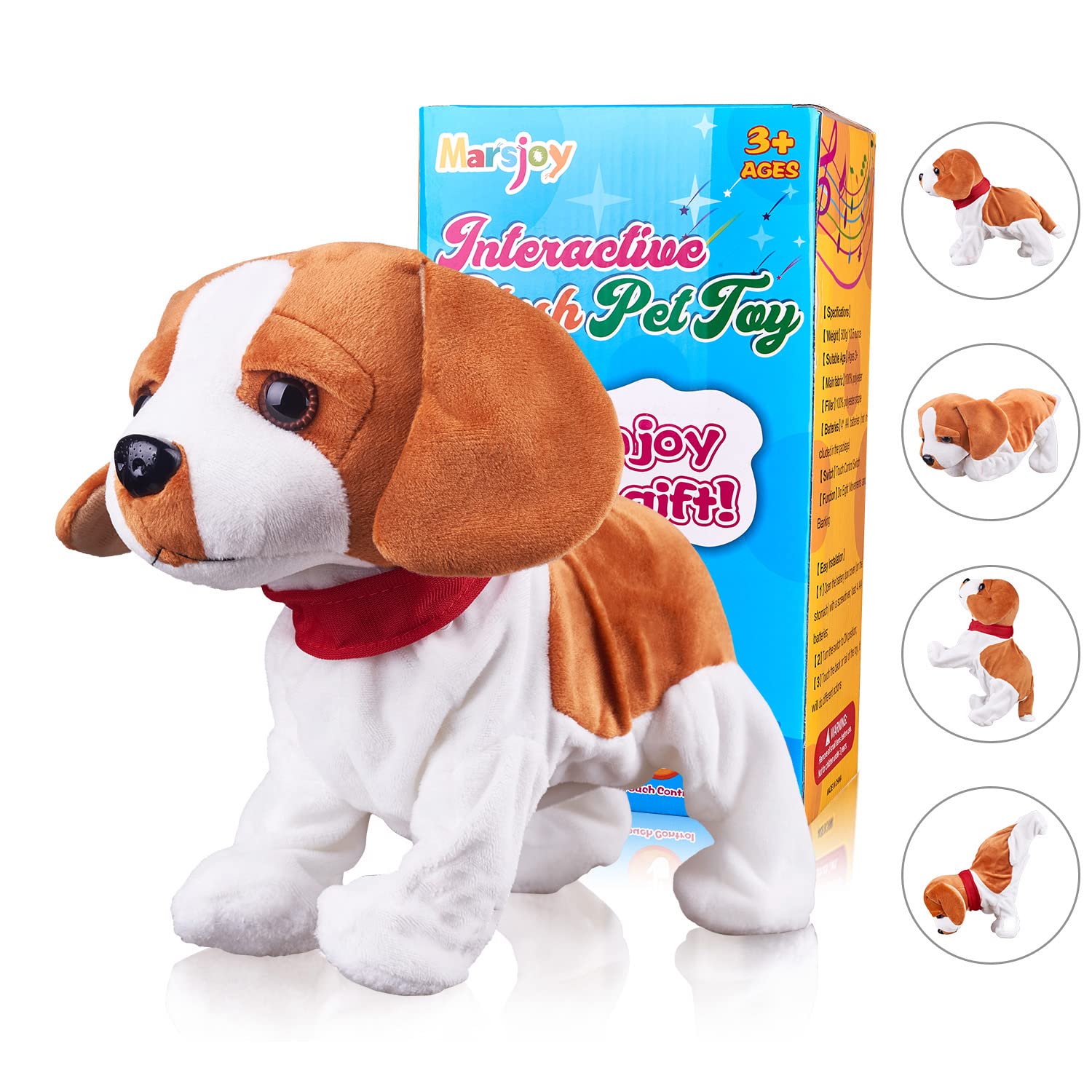 Pekingese Dog Interactive Barking Puppy Plush Animated Pet Electronic Dog Cute Robot Dog Baby Toys Touch Control Plush Stuffed Animal Dog Toy Toddler Kids Girl Toys Length 12"