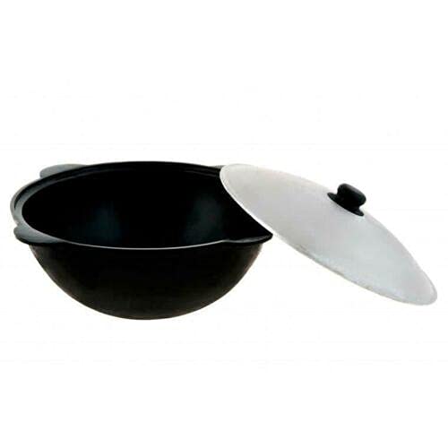 Free2Buy CKG Heavy Duty Cast Iron Казан Oven Tatar Dish Plov Плов Pot Mangal Making Cookware Kazan Insulated Double Handle with Lid Cooking Frying Pan – 22 L - Cooking Gifts