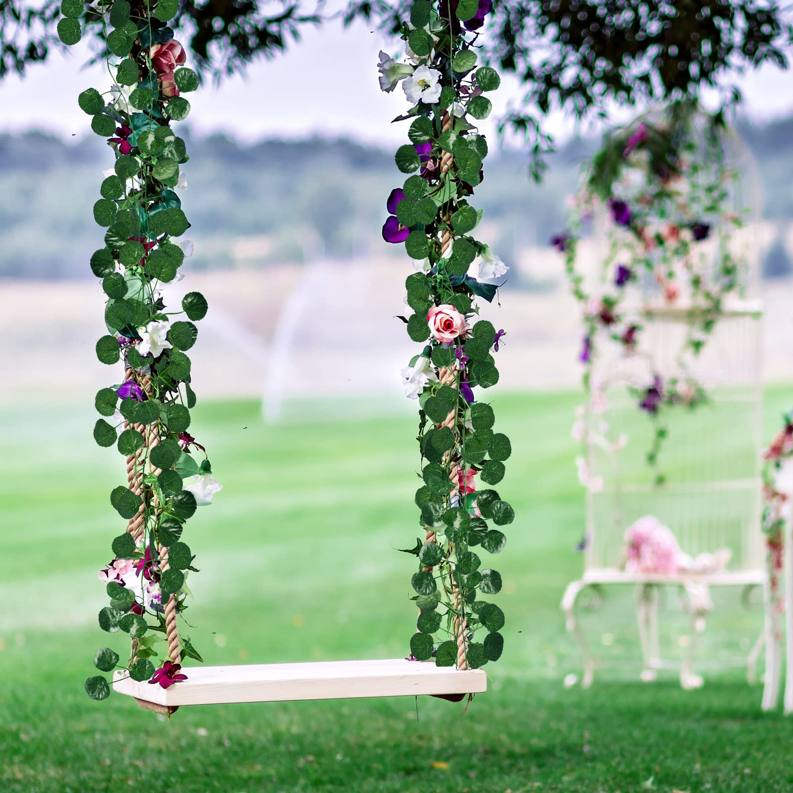 Whonline 14 Pack 96 Feet Fake Leaves Artificial Ivy Vines Greenery Decor Leaf Garland Hanging Plants Vines for Bedroom Home Wedding Jungle Party Decorations