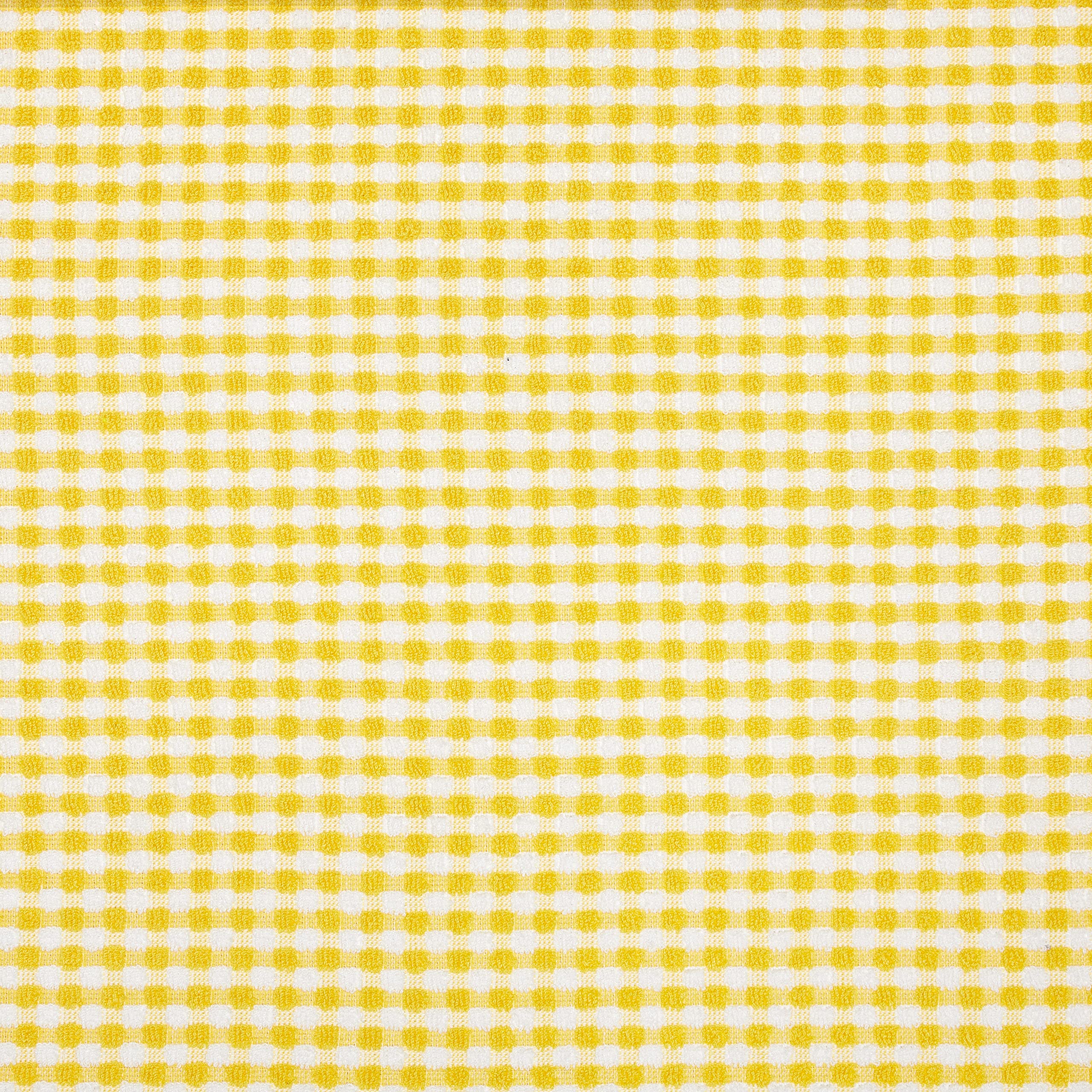 Cackleberry Home Gingham Check Terrycloth Kitchen Dish Towel Absorbent Large 18 x 28 Inches with Hanging Loop, Set of 4 (Lemon Yellow)