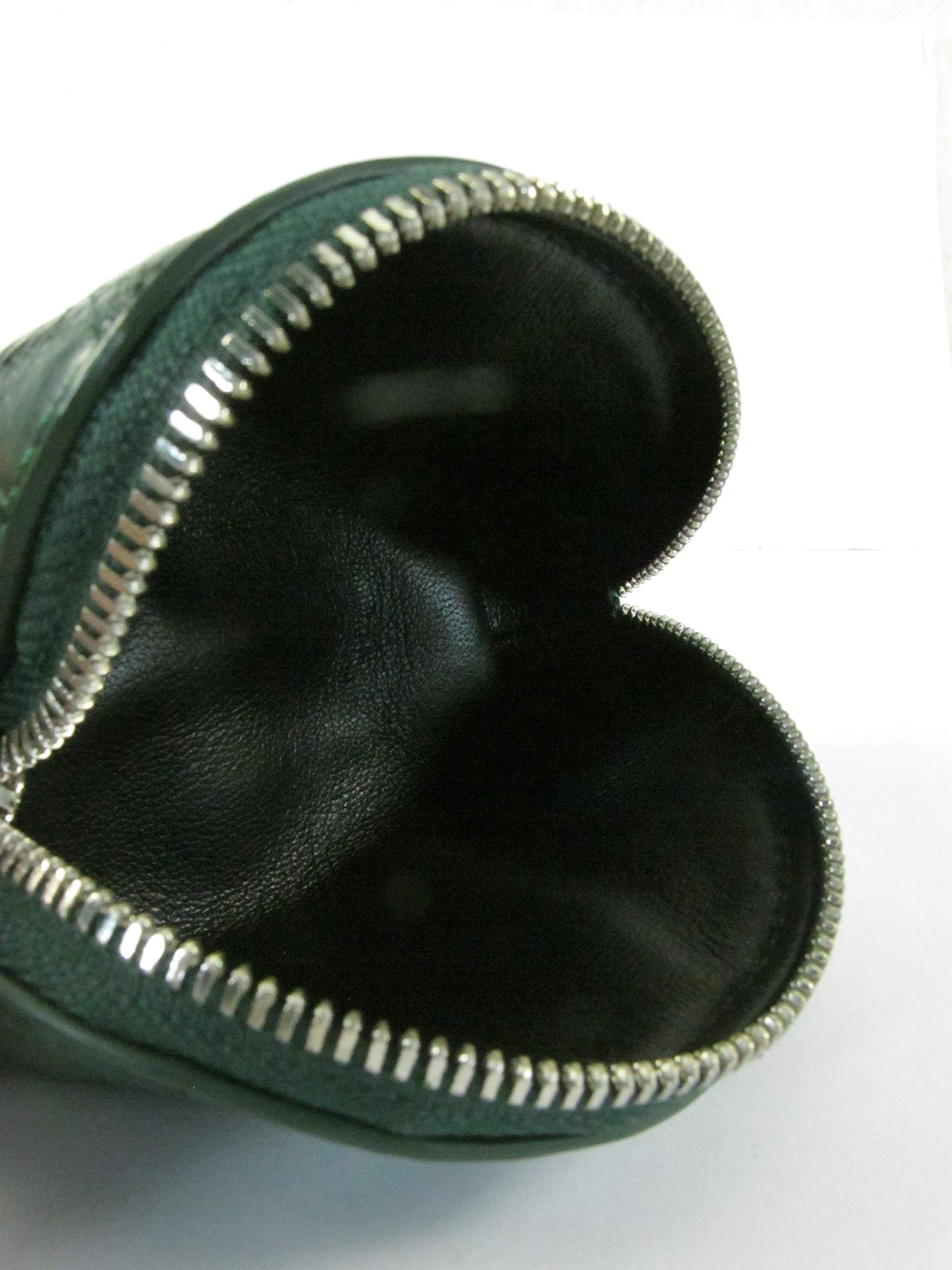PELGIO Genuine Crocodile Skin Leather Zip Around Coins Pocket Purse Key Ring Wallet (Fir Green)