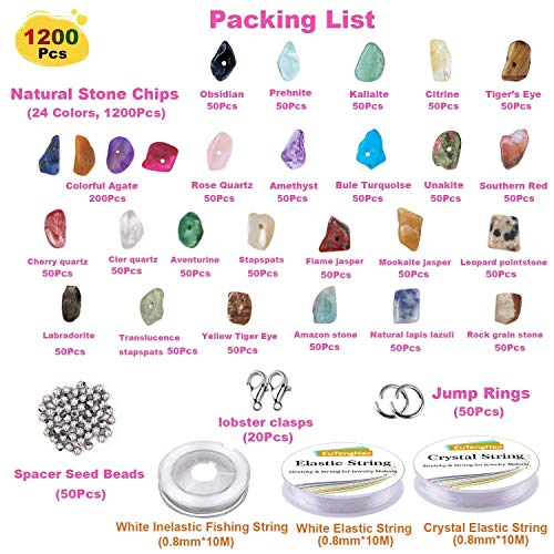 EuTengHao 14523 Irregular Chips Stone Beads Natural Gemstone Beads Kit Glass Seed Beads Small Craft Beads Small Beads for DIY Bracelet Necklaces Earring Crafting Jewelry Making Supplies