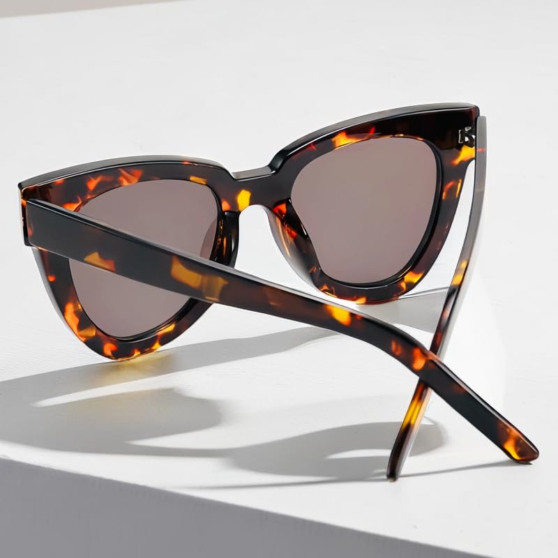 Ayaoch Women Lady Retro Cat Eye Sunglasses Designer Square Frame Eyeglass Shades UV Protection (Tortoiseshell+Grey)