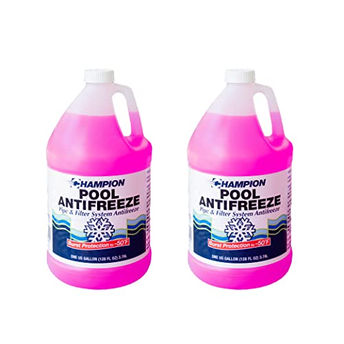 CPDI Champion Swimming Pool Antifreeze for Winterizing, 2 x 1 Gallon Bottle, Supports Above Ground and Inground Pools and Spas, Burst Protection from Rust and Corrosion