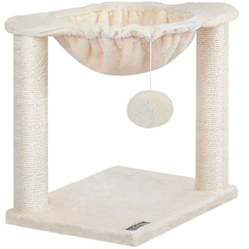HOOBRO Cat Tree Tower for Indoor Cat, Small Cat Pet House Furniture for Kitten, 15.7 x 11.8 x 16.5 Inches, Plush Soft Hanging Basket Perch Hammock, with Sisal Cat Scratching Posts, Plush Toy BE08CT03