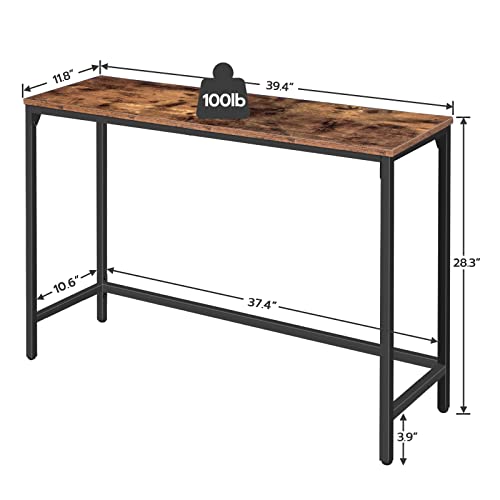 HOOBRO Console/ Sofa Table with Support Bar, Hallway Entrance Table for Living Room, Entryway, Corridor, Sturdy, Easy Assembly, Wood Look Accent Table, Rustic Brown and Black BF30XG01