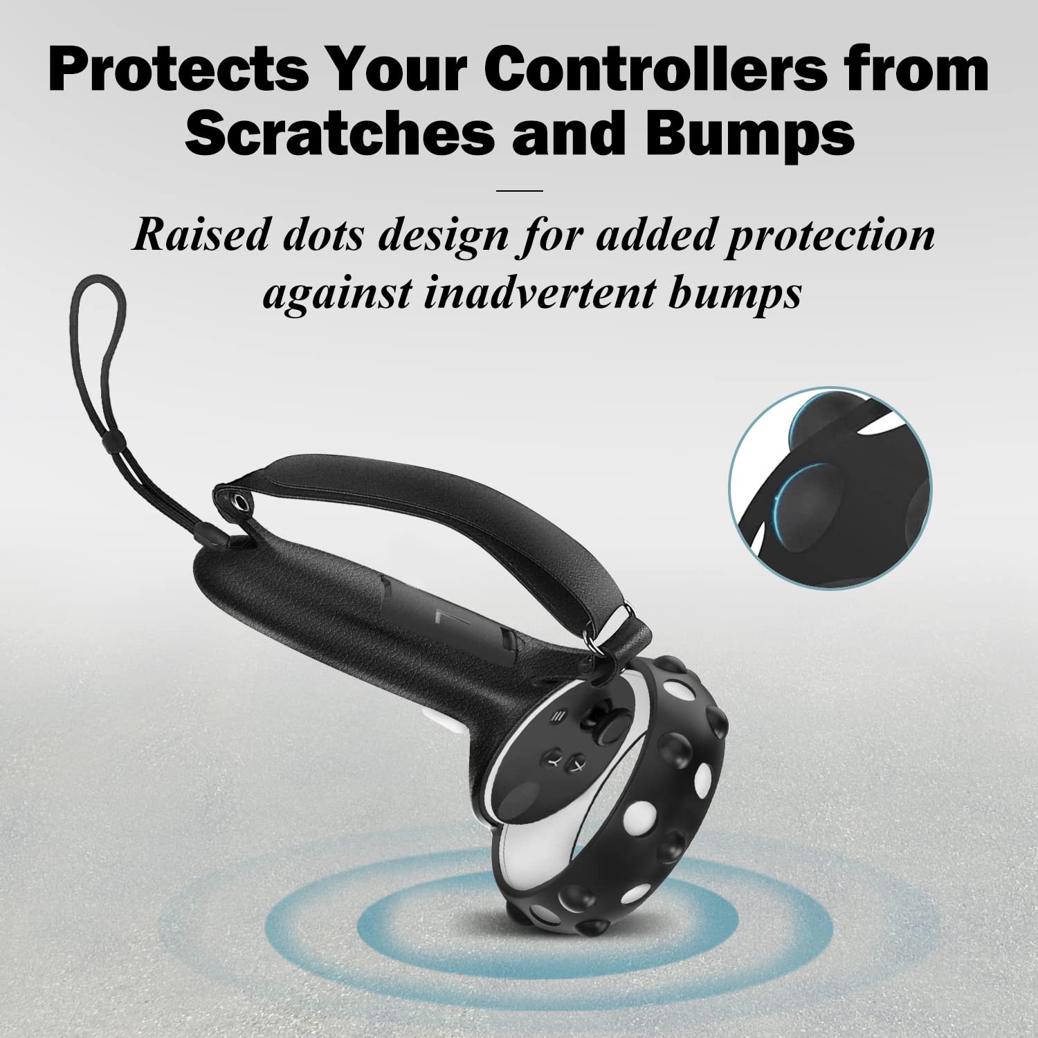 Controller Grips Cover for Oculus Quest 2, Lengthen Controller Grip Protector with Battery Opening for Oculus Quest 2 Accessories(Black)