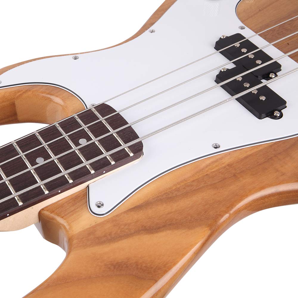 Lykos Fashion White Full Size 4-String Electric Bass Guitar Burning Fire Style (Burly Wood)