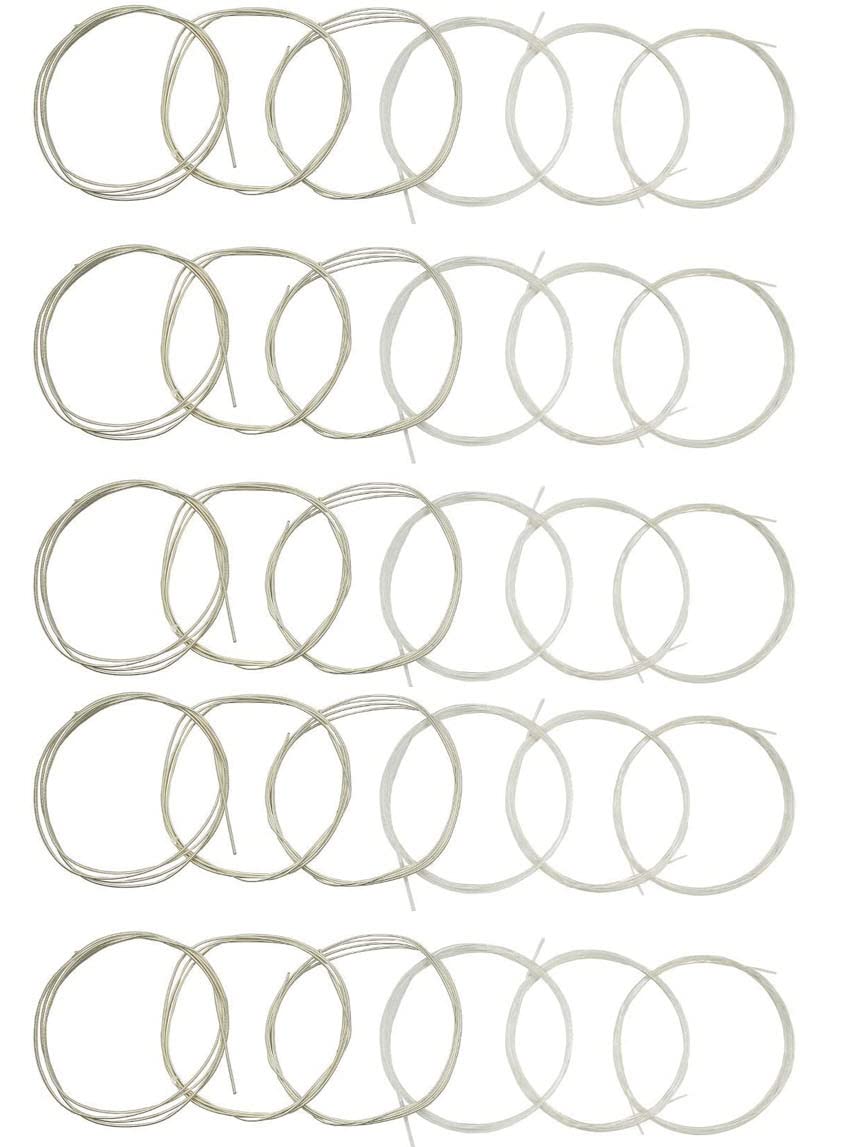 TUOREN 5 Sets of 6 String Guitar Strings Replacement Nylon String for Classical Guitar (3 Clear Nylon and 3 Nylon Core Alloy Winding)
