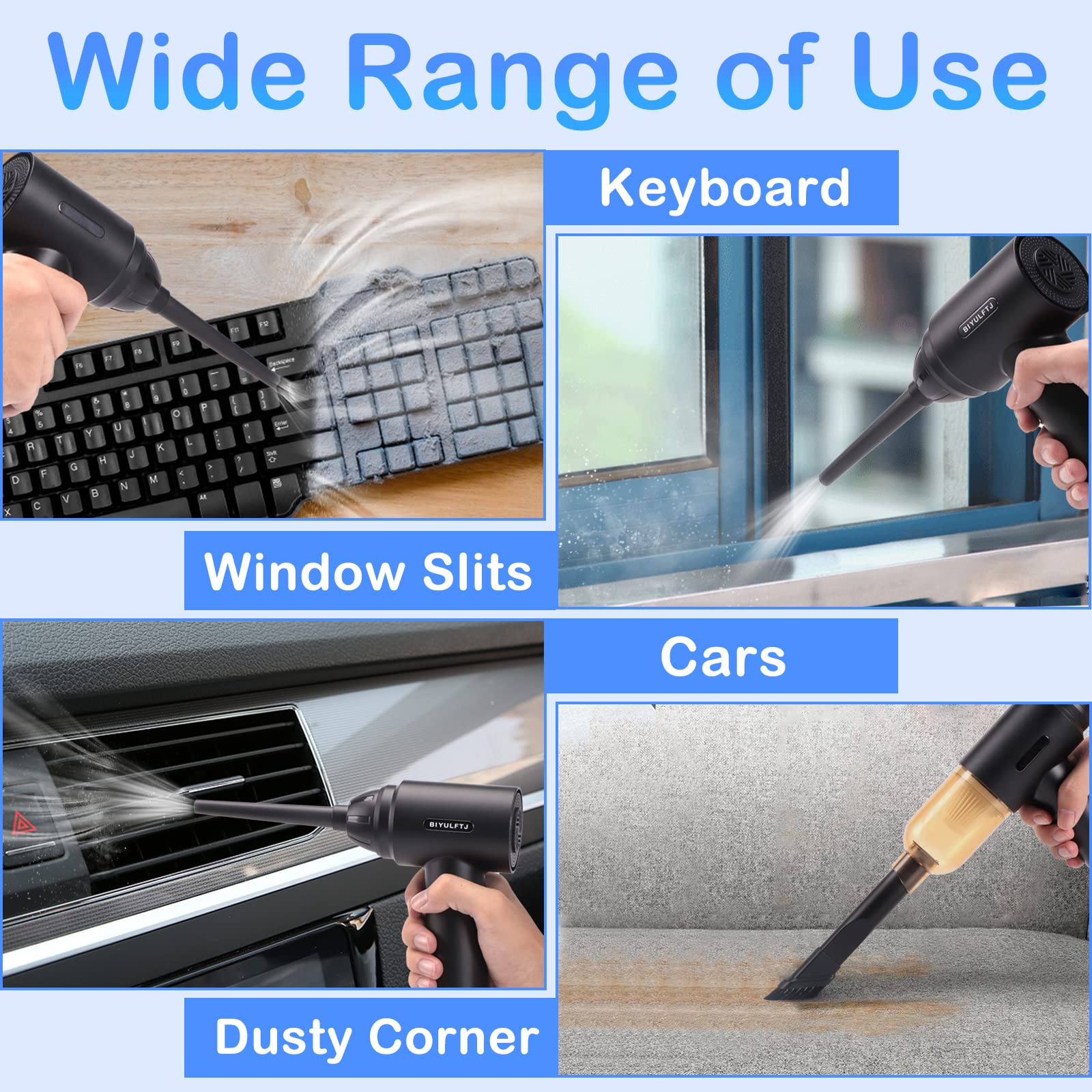 Compressed air Duster and Vacuum 2-in-1 Electric air Blower Replaces Air Cans/Pump 2-Gear for Computer Keyboard Camera Car Home Cleaning Cordless air Duster pc 5000mAh