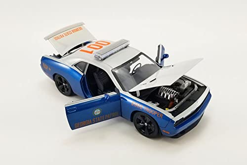 ModelToyCars 2010 Dodge Challenger SRT8, Blue and White - Acme A1806018 - 1/18 Scale Diecast Model Toy Car