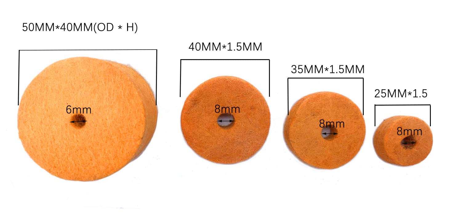 TUOREN 9 Piece Drum Felt Pad Kit Cymbal Felts Hi-Hat Clutch Felt Cushions Pedal Beater Felt Head Replacement for Drum Set Orange