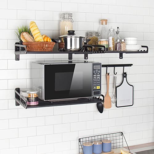 Goyappin Wall-Mounted Electric Oven Holder Shelf, 23.58"x15.52" Microwave Wall Shelf Microwave Oven Rack Kitchen Wall Pot Pan Rack Weight Bearing 80 lbs for Electric Oven Microwave