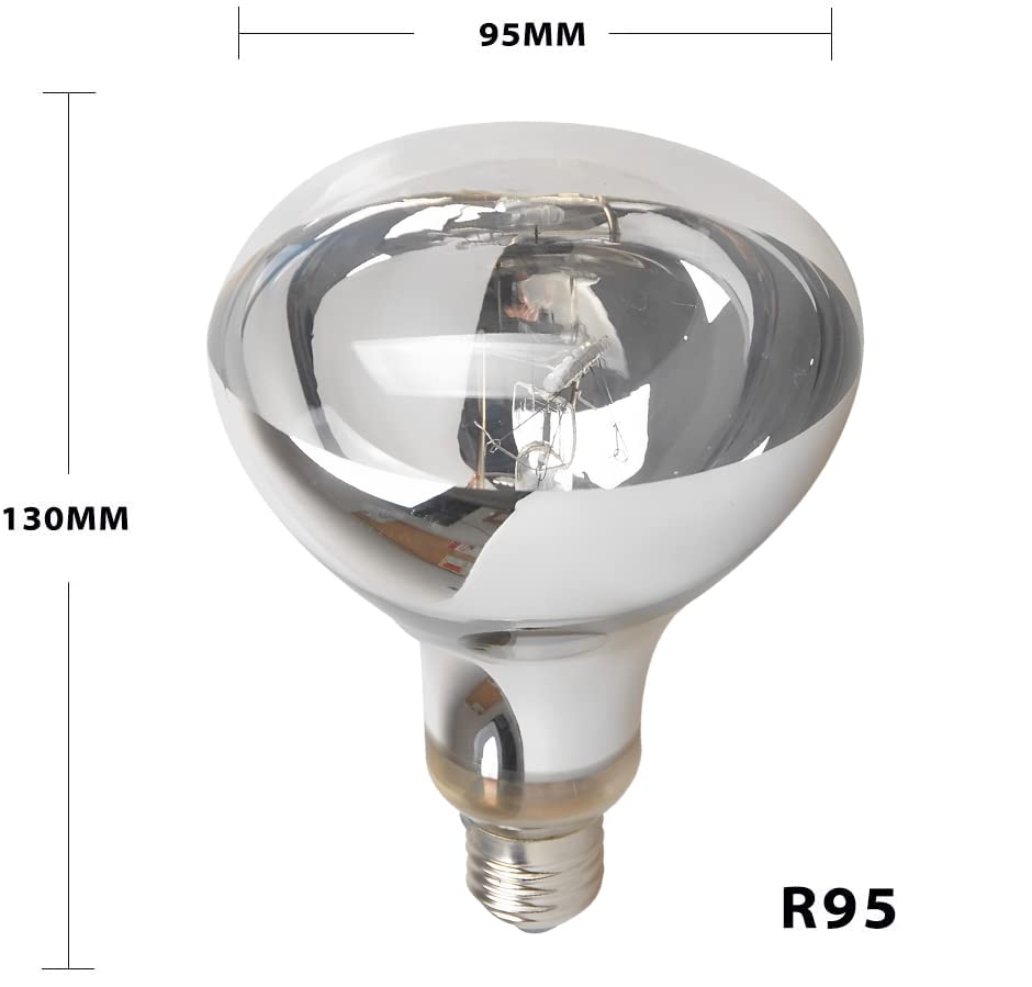 BONGBADA 2 Pack Heat Lamp Bulb R95 100 Watt Infrared Glass Lamp Bulb for Food Service, Brooder Bulb, Chicks, Pet, Bathroom, Light Therapy, Reptiles and Amphibian