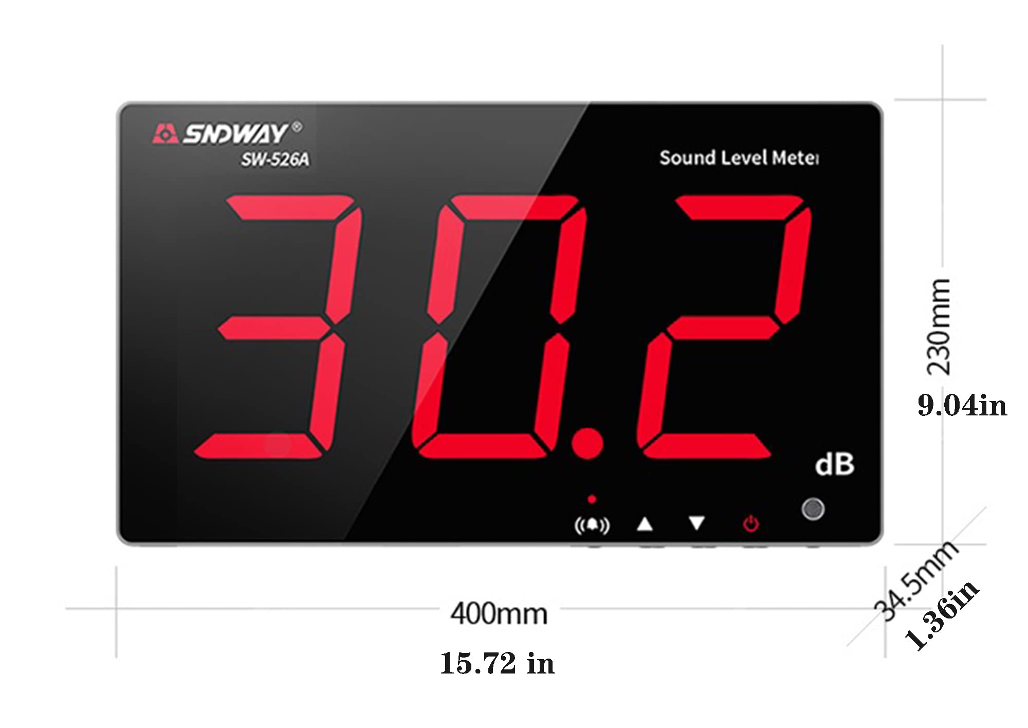 C-Zone SW-526A 30-130db Sound Level Meter Tester 18in Large Screen LCD Display Wall Hanging Type Decibel Noise Measuring with Alarm for Library/Hotel/Theater/Lobby