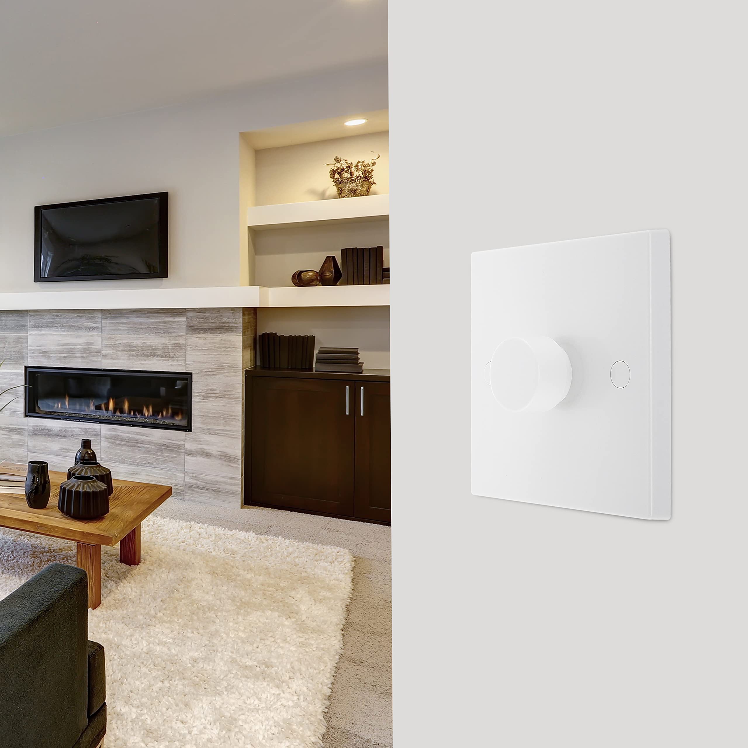 BG Electrical Single Round Push Button Dimmer Light Switch, White Moulded, Square Edge, 2-Way, 400 Watts