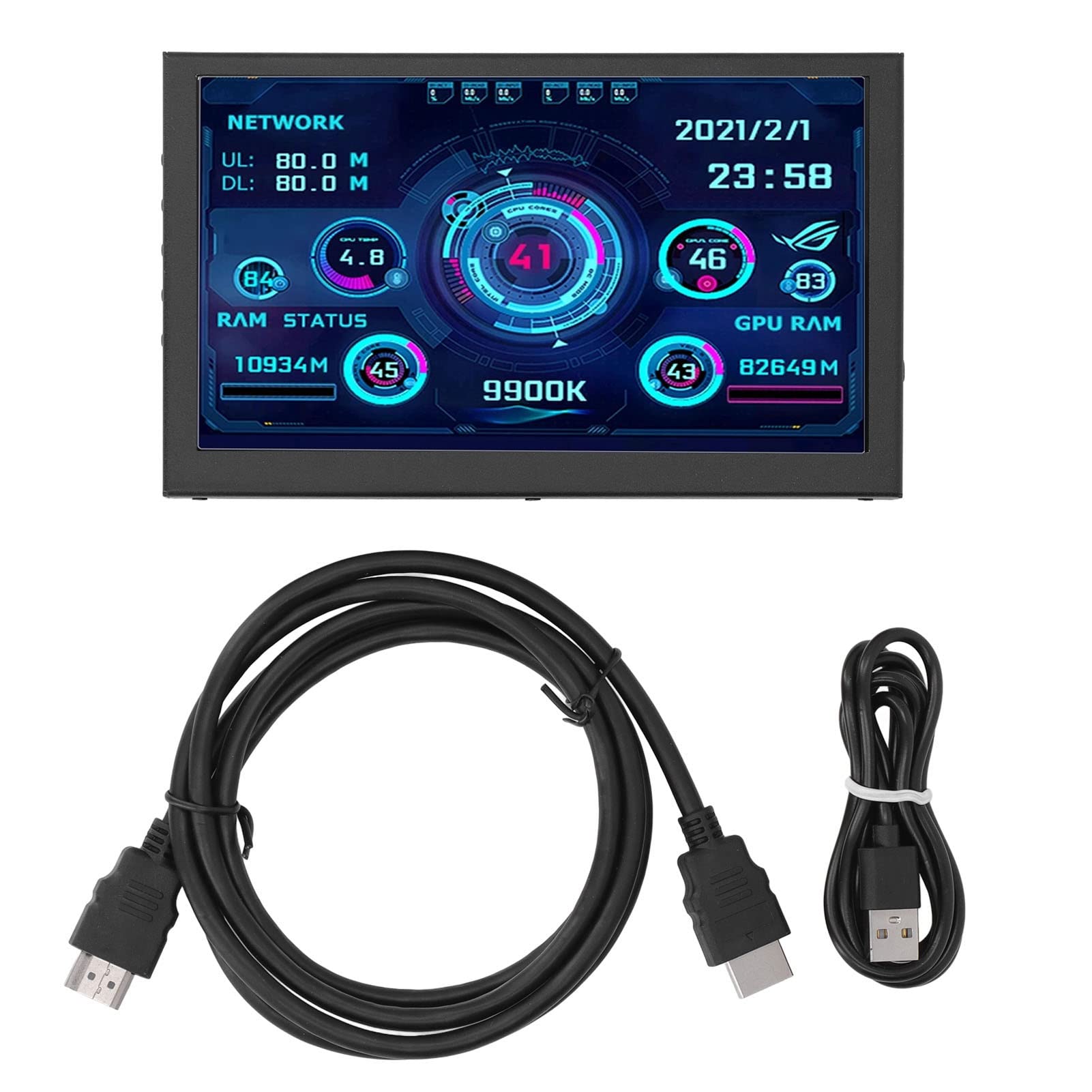Computer Display Monitor, Auto Shutdown PC Secondary Screen 7in Stepless Bright Adjustment for Home