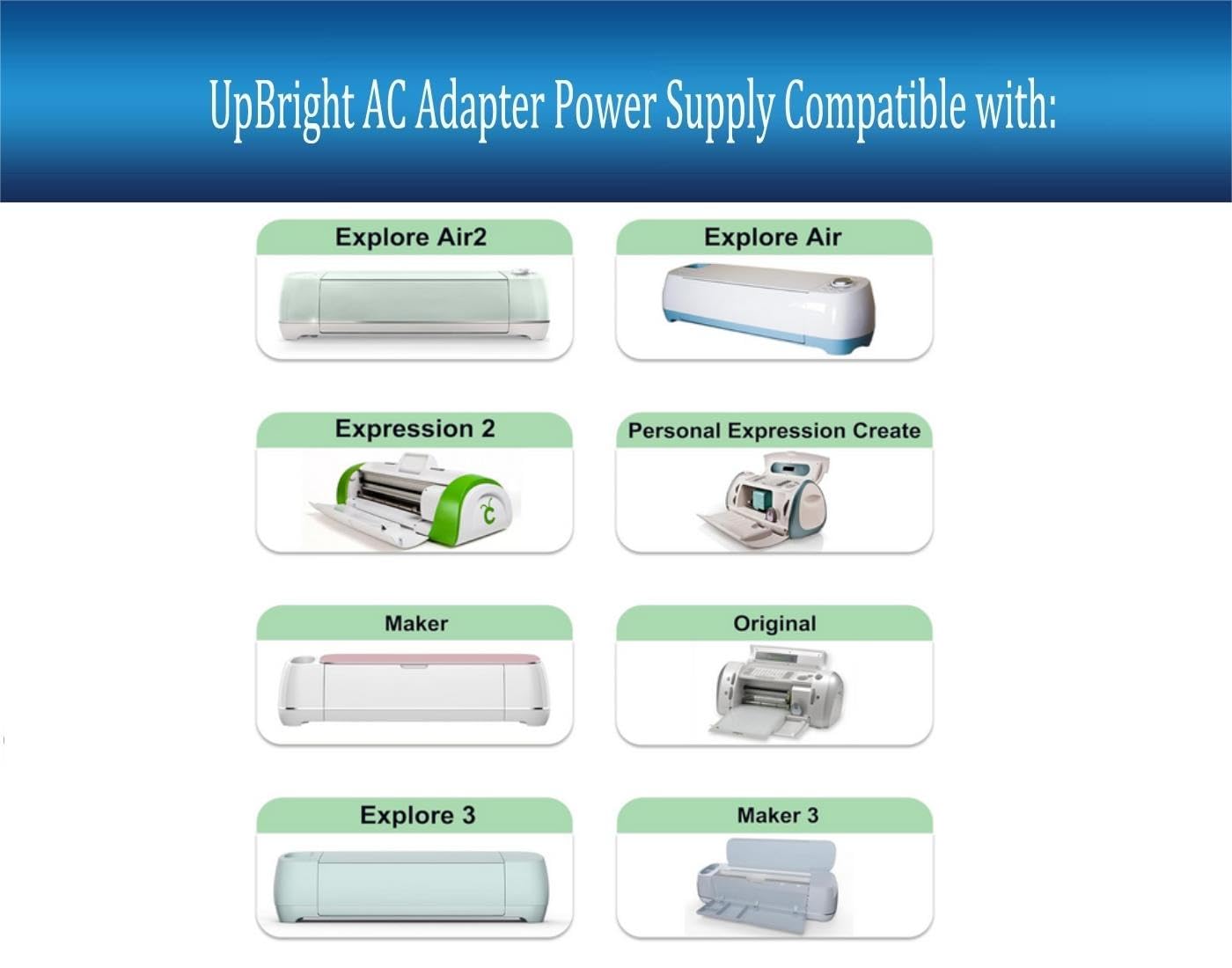 UpBright 18V 2.5A AC/DC Adapter Compatible with Cricut Explore Air 2 Expression 2 Create Mini Cake Maker Cutting Machine Cutter 14-0001 JOD-SWR-05758 KSAH1800250T1M2 KSAS0451800250M2 Power Supply Cord