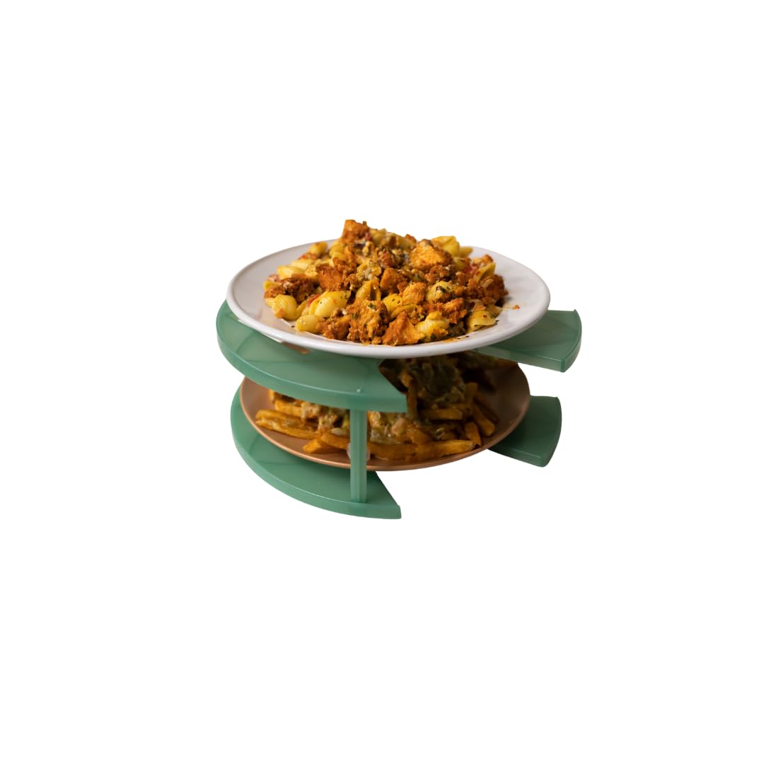 Doublewave 2-Tiered Microwave Plate Stacker Evenly Heats Two Dinner Plates at Once with No Wilting, BPA and Melamine Free is Like Adding an Extra Shelf in Your Microwave (Teal)