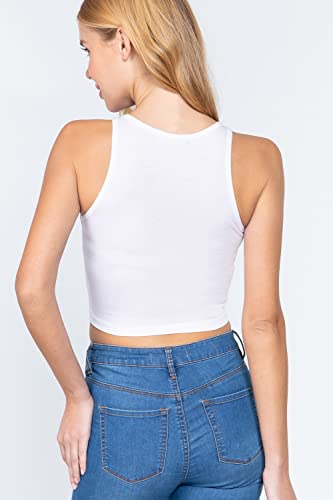 Basic Culture Sleeveless Racer Back Crop Tank Tops Halter Neck Workout Yoga (Small, Black/White/Navy/Khaki)
