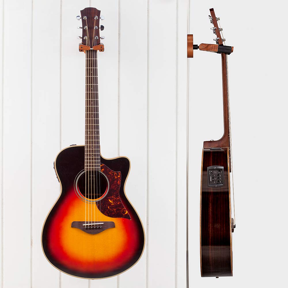 Neboic Guitar Wall Mount, Auto Lock Guitar Wall Hanger, Hard Wood Base in Guitar Shape Guitar Hook, Guitar Holder for Acoustic, Electric, Classical, Bass Guitars, Guitar Accessories