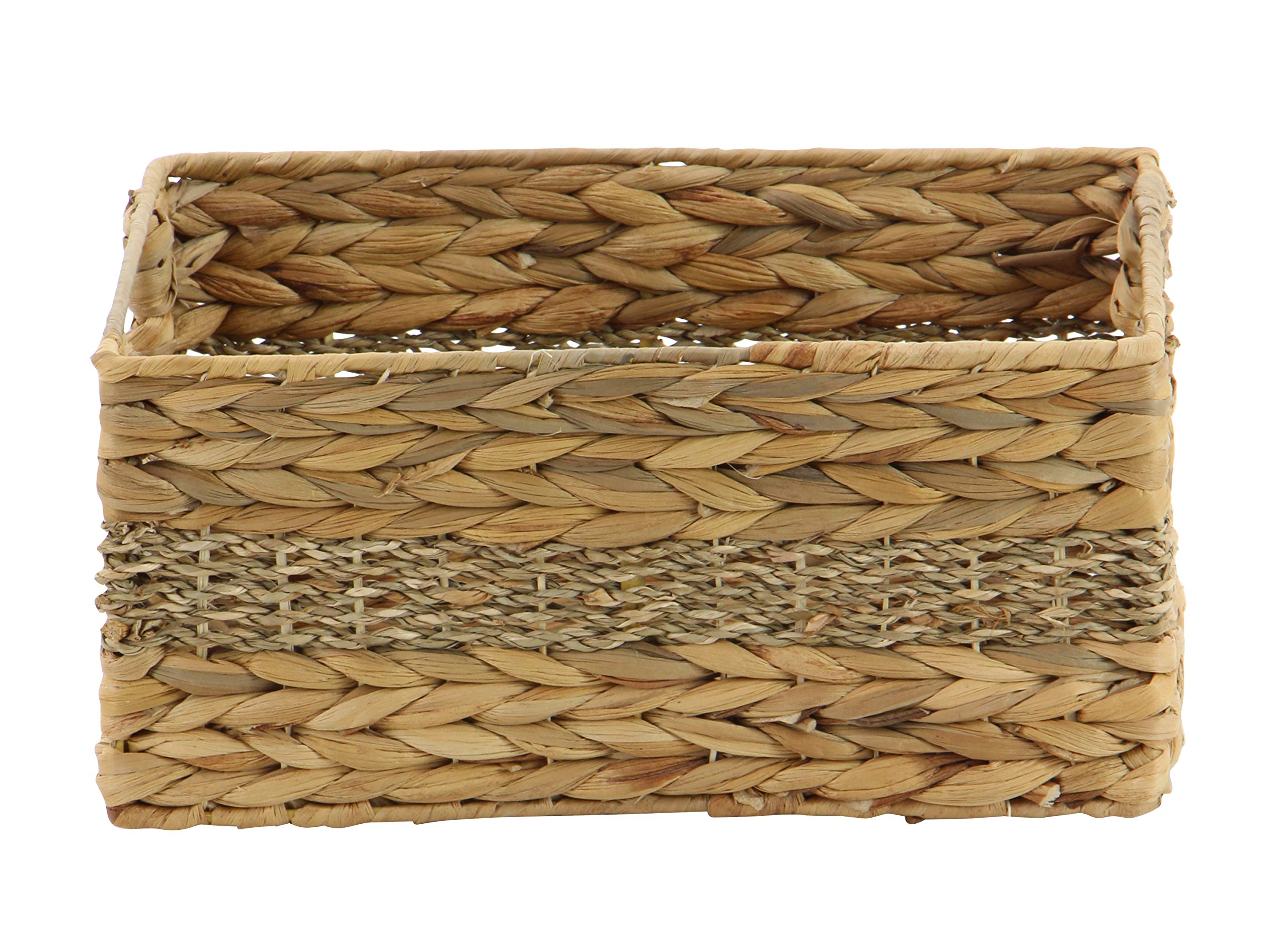 Deco 79 Seagrass Handmade Decorative and Functional Storage Basket Basket Organizer with Handles, Set of 4 Basket for Storage 16", 14", 12", 10"W, Light Brown
