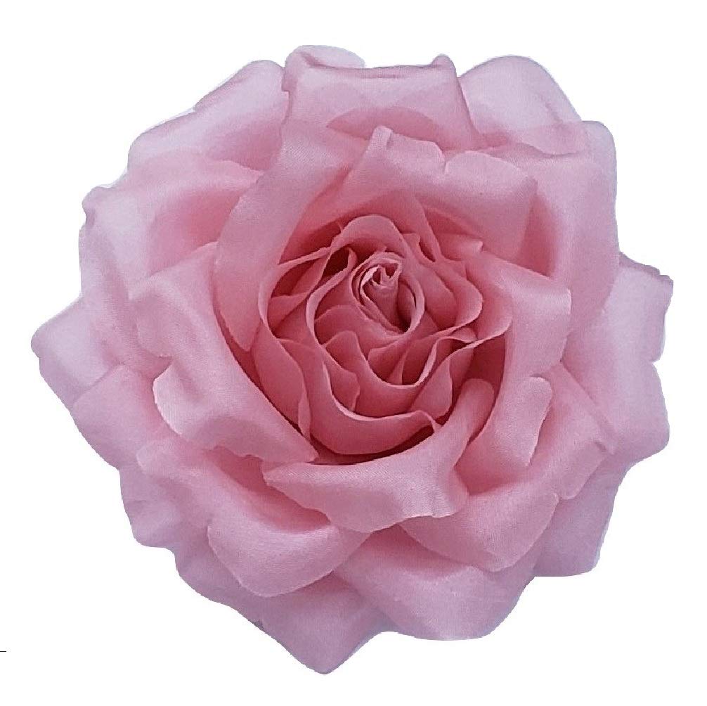 M&S Schmalberg Silk Rose Fabric Flower Pin Brooch - Hand-made in New York's Garment Center (American Made) (Pink Silk)