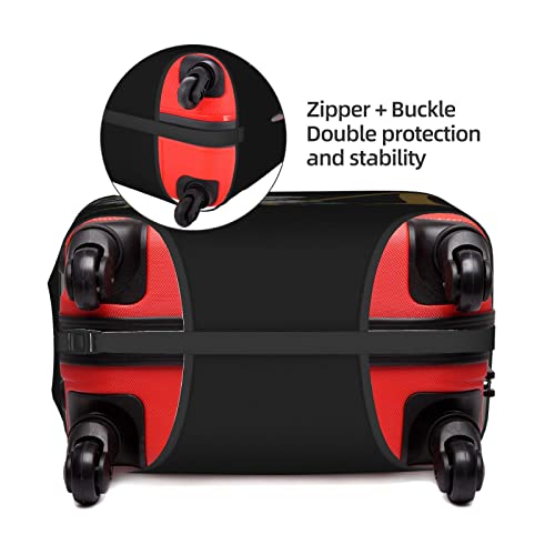 Flower Lette M Black Luggage Cover Elastic Washable Stretch Suitcase Protector Anti-Scratch Travel Suitcase Cover for Kid and Adult XL (29-32 inch suitcase)