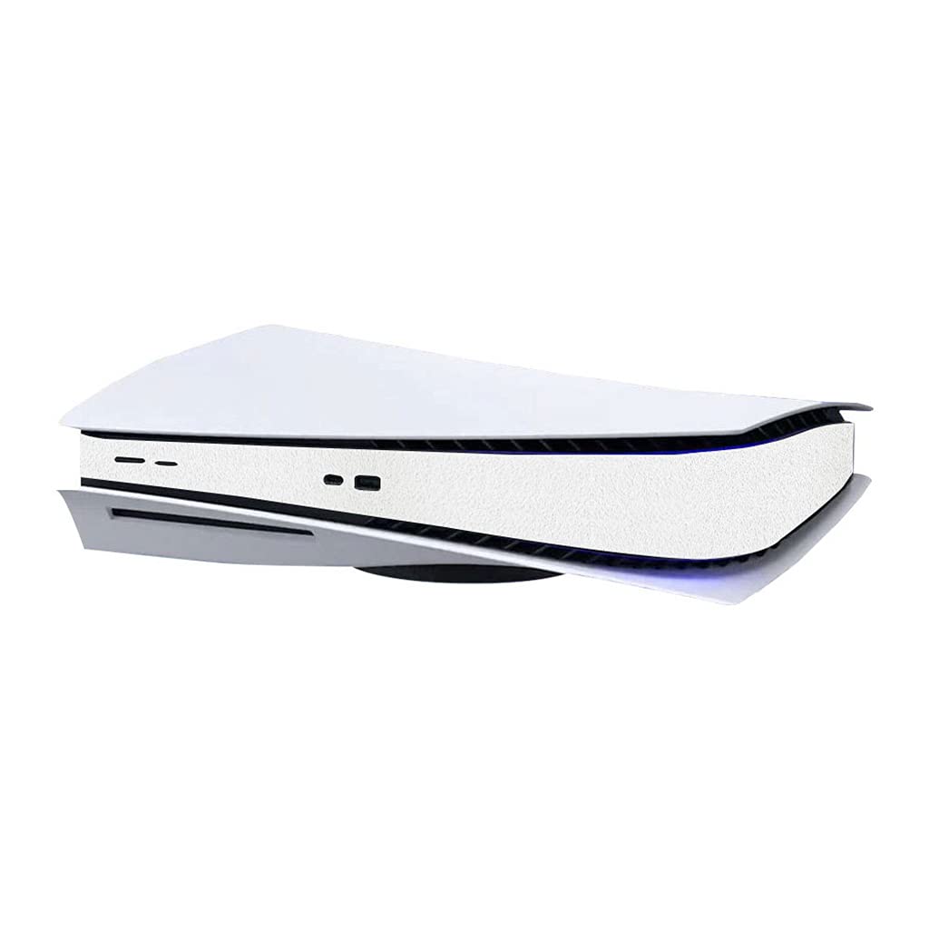 S-YUWEN Side Strip Sticker Protective Film Compatible with PS5, Skin Sticker Decoration Carbon Fiber Frosting Sticker Console Digital Disk Protector Faceplate Shell Compatible with PS5, White