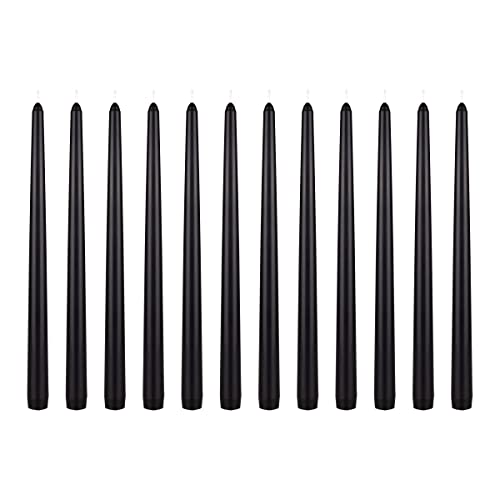 Mega Candles 12 pcs Unscented Black Taper Candle, Hand Poured Wax Candles 12 Inch x 7/8 Inch, Home DΓ©cor, Wedding Receptions, Baby Showers, Birthdays, Celebrations, Party Favors & More