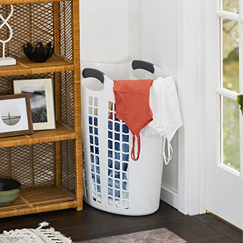 Gracious Living 91786-5C Easy Carry Flex 87.5 Liter Dirty Clothes Basket, Large Fully Ventilated Plastic Laundry Hamper Bin with Handles, White