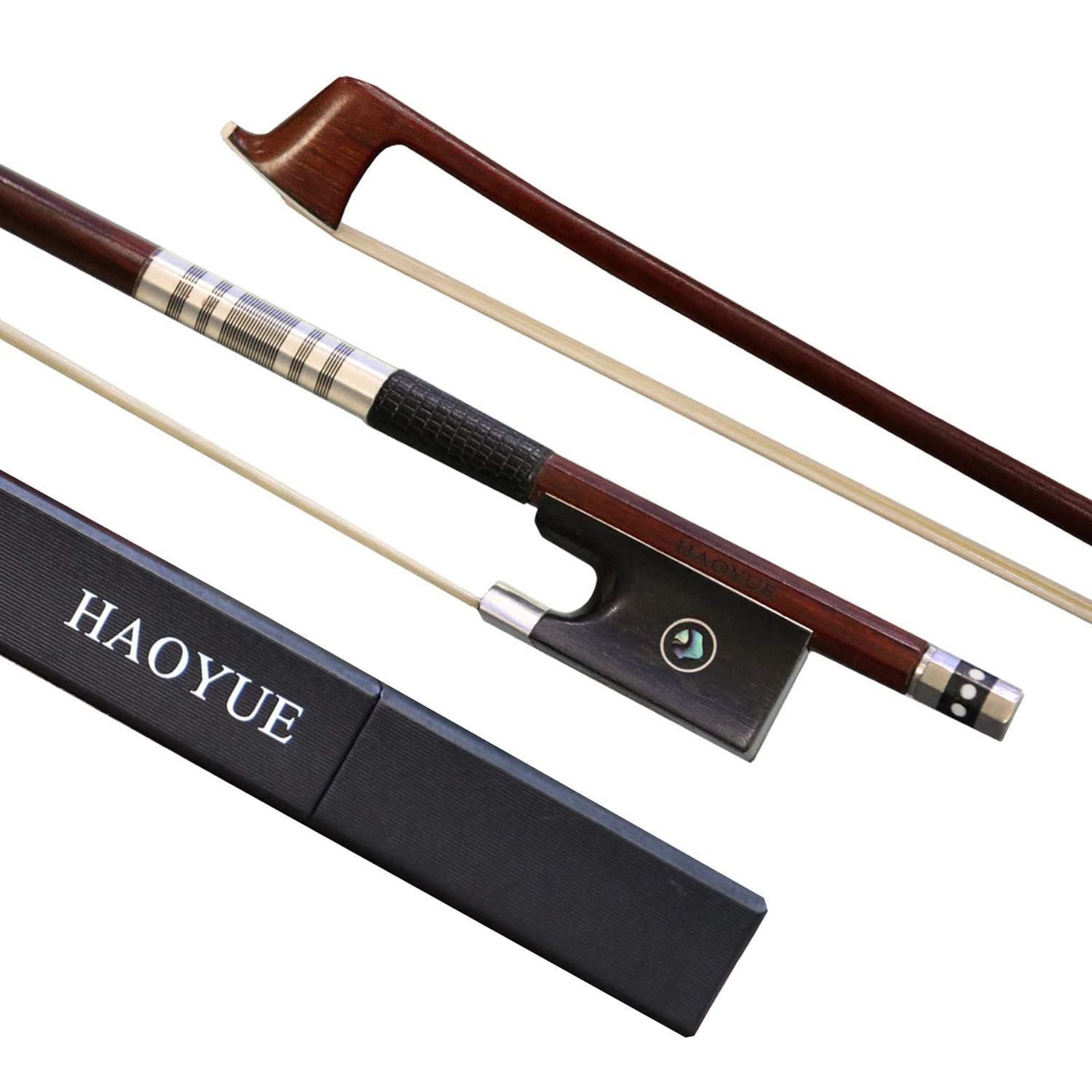 HAOYUE Violin Bow - Lightweight Violin Bows 4/4 Full Size - Brazilwood Violin Bow-Crescent Balanced Bow-Violin Bow Professional(Red)