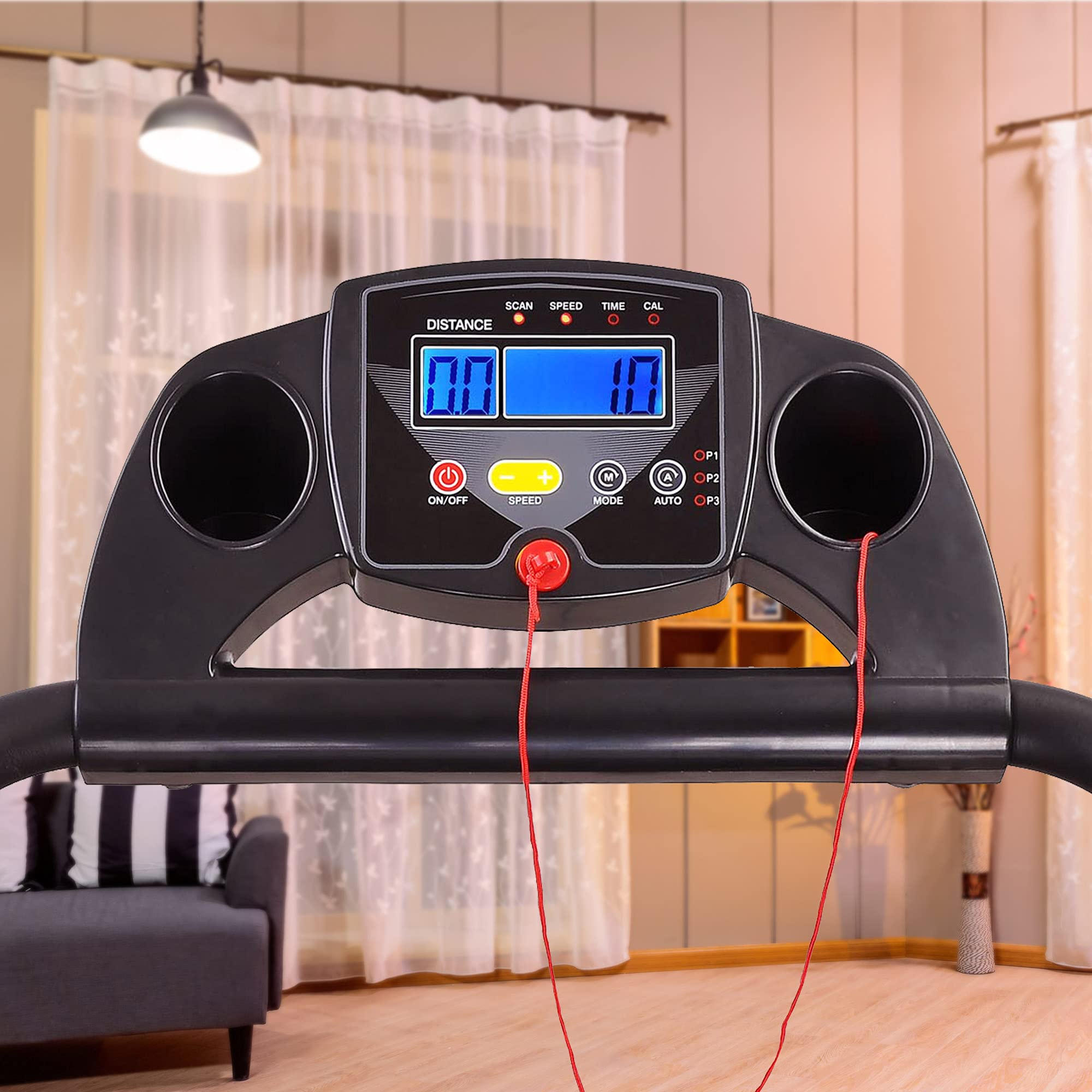 AW Folding Electric Treadmill Portable Running Walking Treadmill with LCD Display Compact Treadmill for Home Cardio Exercise