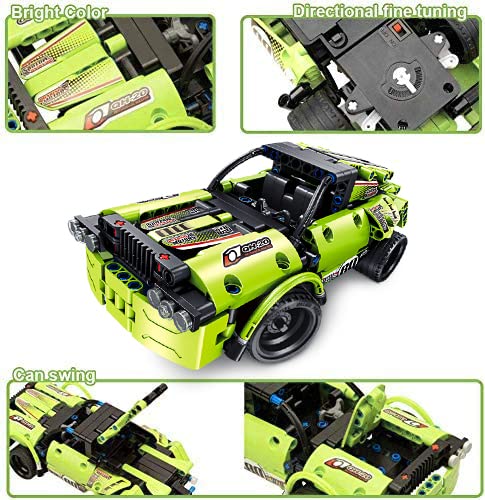 STEM Building Toys for Kids, 335 Piece Building Kit 2 in 1 Remote Control Racing Car Snap Together Engineering Kits Early Learning Racecar Building Blocks Best Gift for 6+Year Old Boys and Girls
